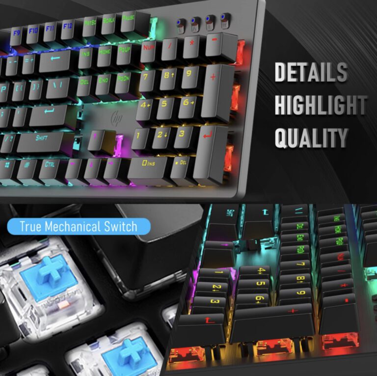 RGB MECHANICAL GAMING KEYBOARD HP GK100 WITH BLUE SWITCH