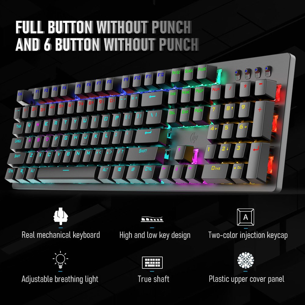 RGB MECHANICAL GAMING KEYBOARD HP GK100 WITH BLUE SWITCH