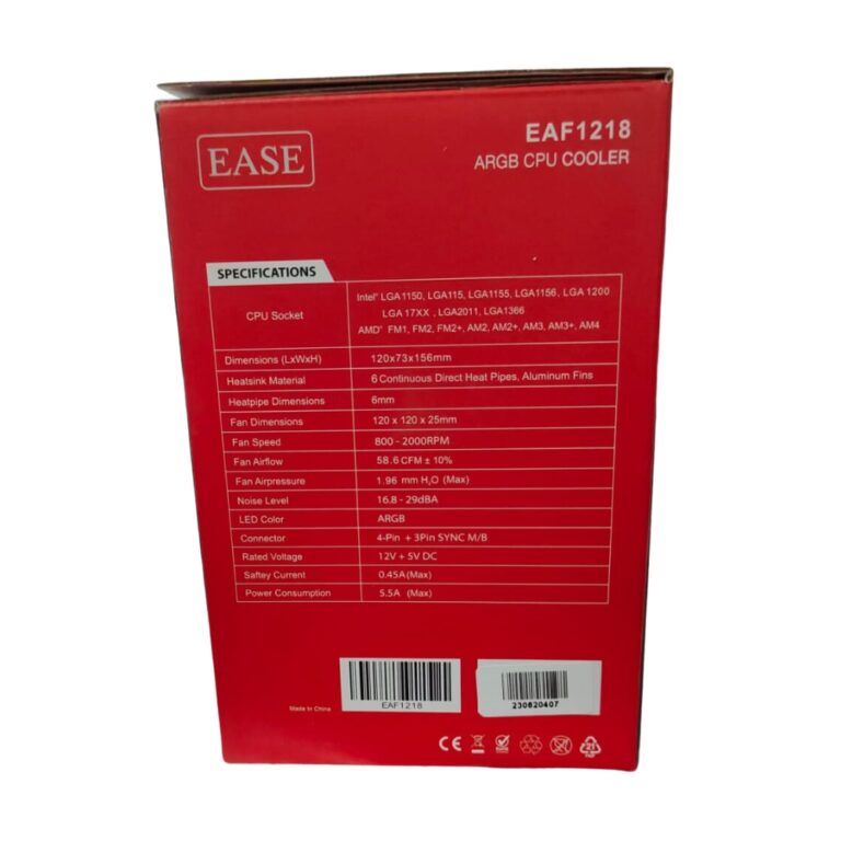 EASE EAF1218 ARGB CPU COOLER WITH HEAT PIPE CYLINDER