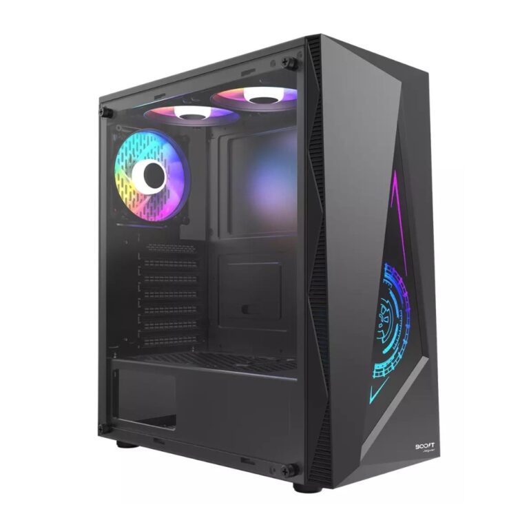 BOOST JAGUAR GAMiNG PC CASE BLACK WiTH 3 RGB FAN MID TOWER