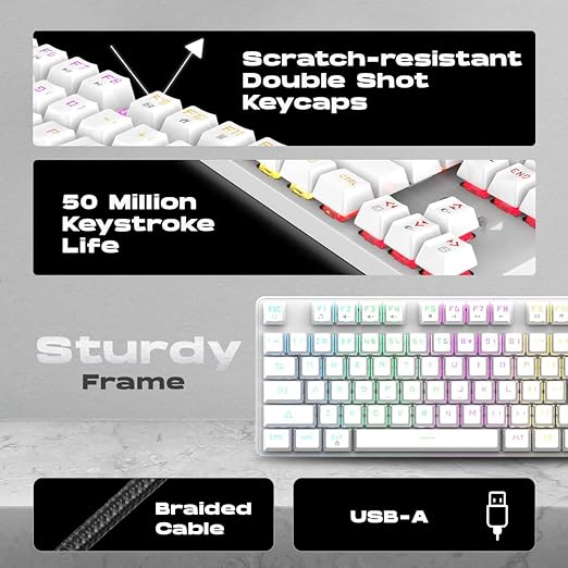 GAMESTOP GS200 RGB GAMiNG MECHANiCAL KEYBOARD FPS SNiPER WHT