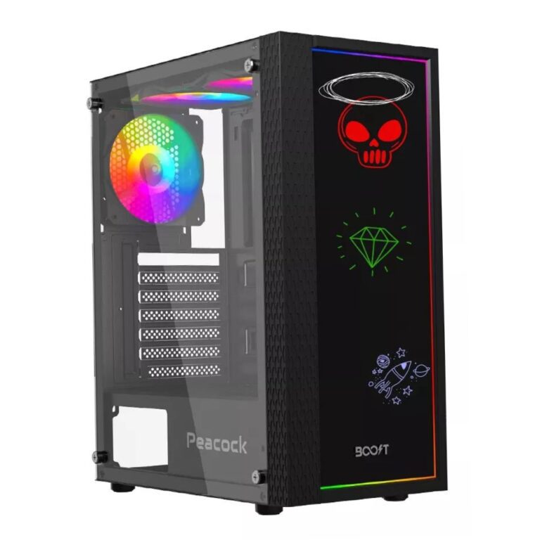 BOOST PEACOCK GAMiNG PC CASE BLACK WiTH STYLiSH Pen TOWER