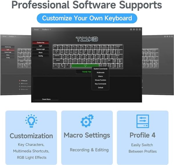 TMKB T63 RGB WiRELESS MECHANiCAL GAMiNG KEYBOARD BLACK 60%