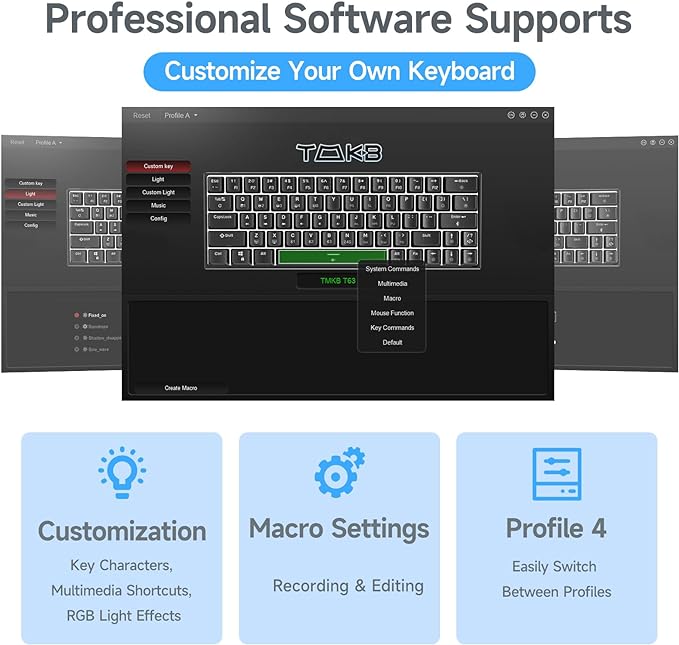 TMKB T63 RGB WiRELESS MECHANiCAL GAMiNG KEYBOARD BLACK 60%