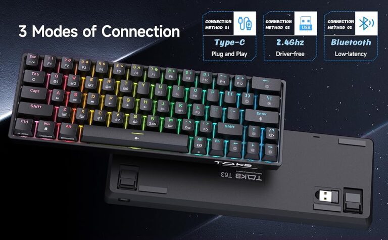 TMKB T63 RGB WiRELESS MECHANiCAL GAMiNG KEYBOARD BLACK 60%