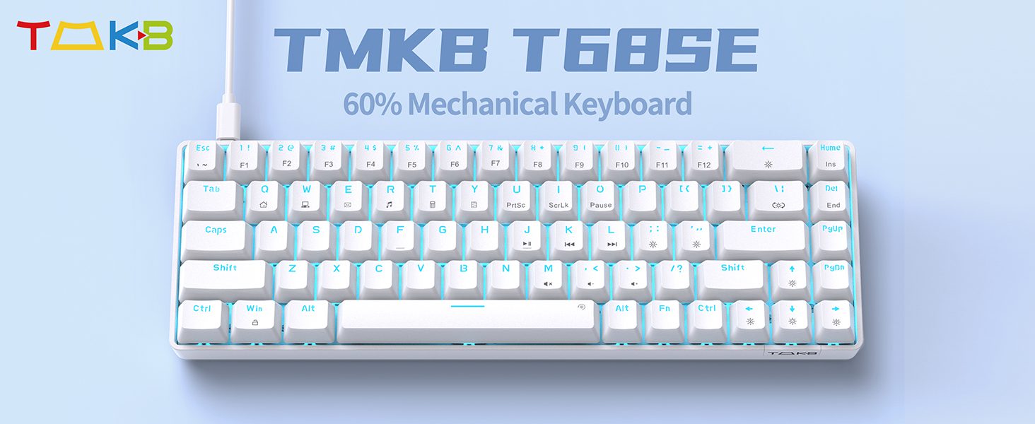 TMKB T63 RGB WiRELESS MECHANiCAL GAMiNG KEYBOARD WHITE 60%