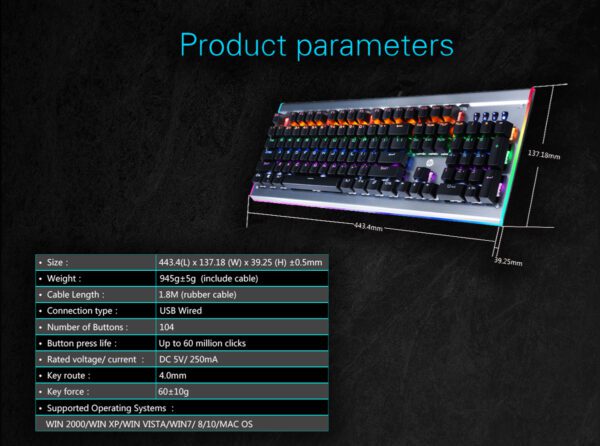 HP GK520 RGB MECHANiCAL GAMiNG KEYBOARD WiTH BLUE SWiTCH