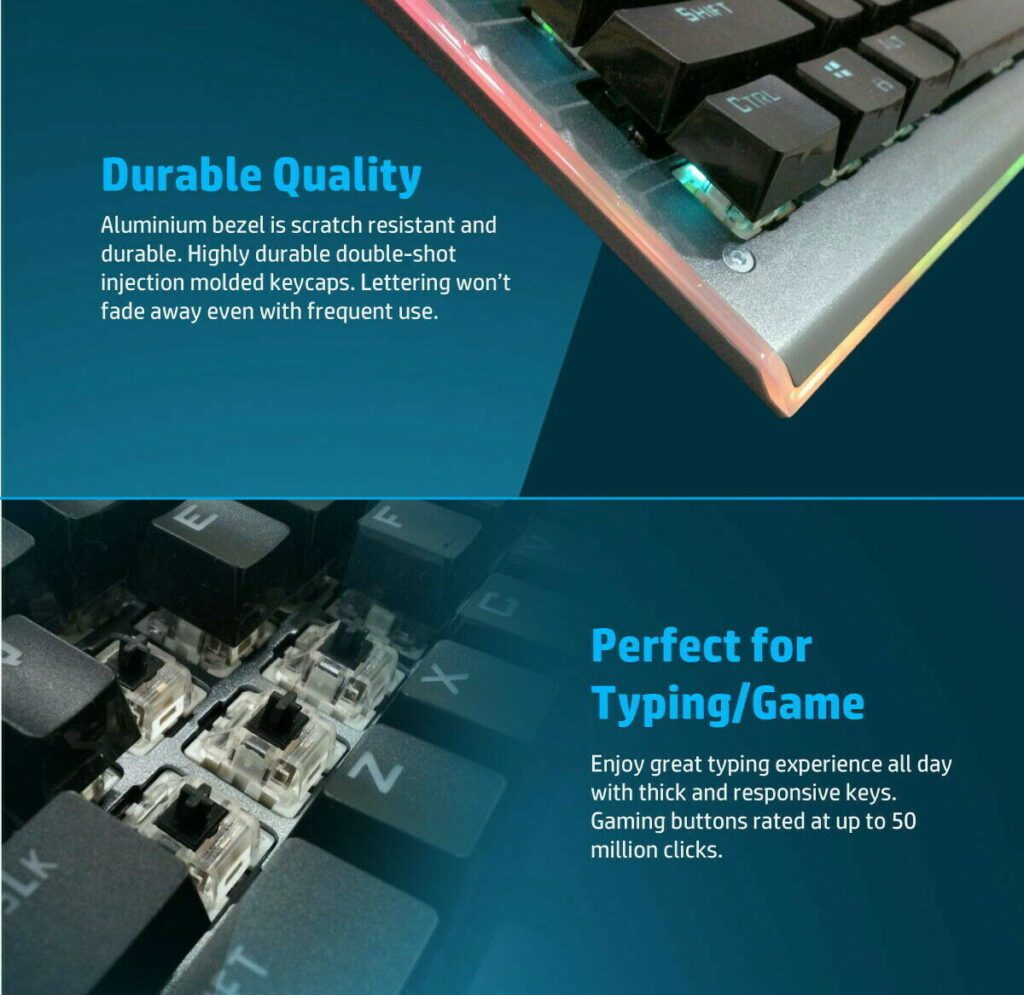 HP GK520 RGB MECHANiCAL GAMiNG KEYBOARD WiTH BLUE SWiTCH