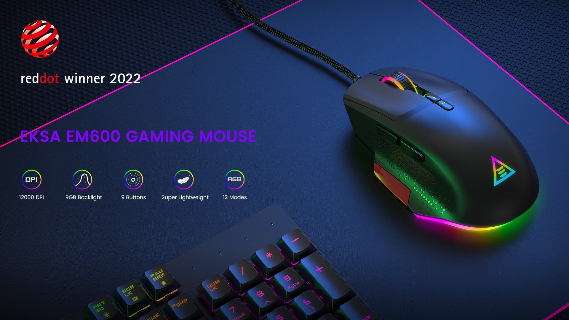 EKSA EM600 USB RGB GAMING MOUSE 12000 DPI PROGRAMMABLE MiCE