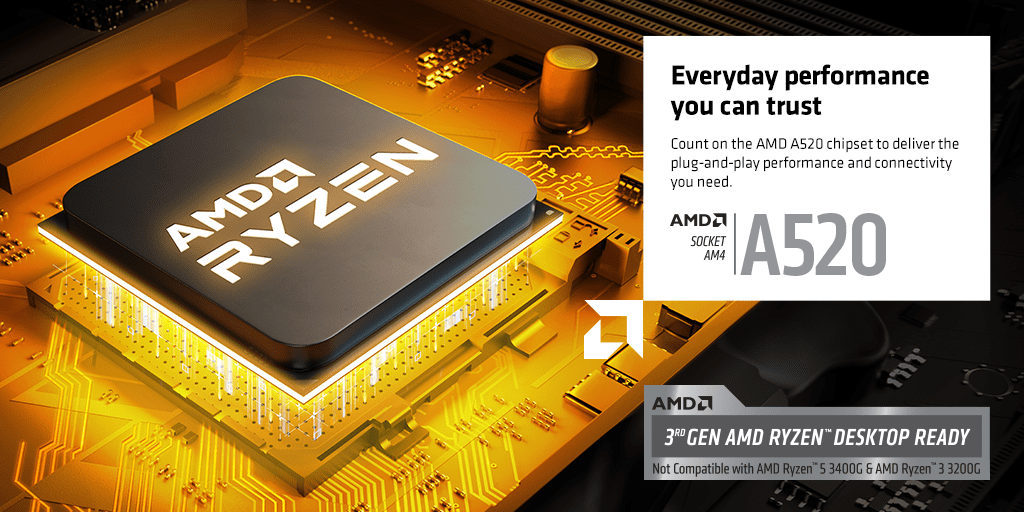 A520 AMD RYZEN MoTHERBOARD MSI A520M-A PRO MiCRO ATX AM4
