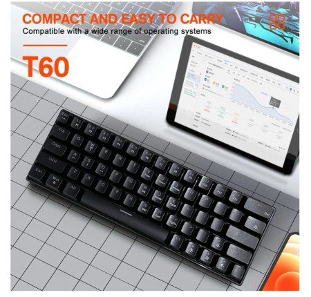 T-WOLF T60 RGB MECHANiCAL GAMiNG KEYBOARD BLACK BLUE SWITCH
