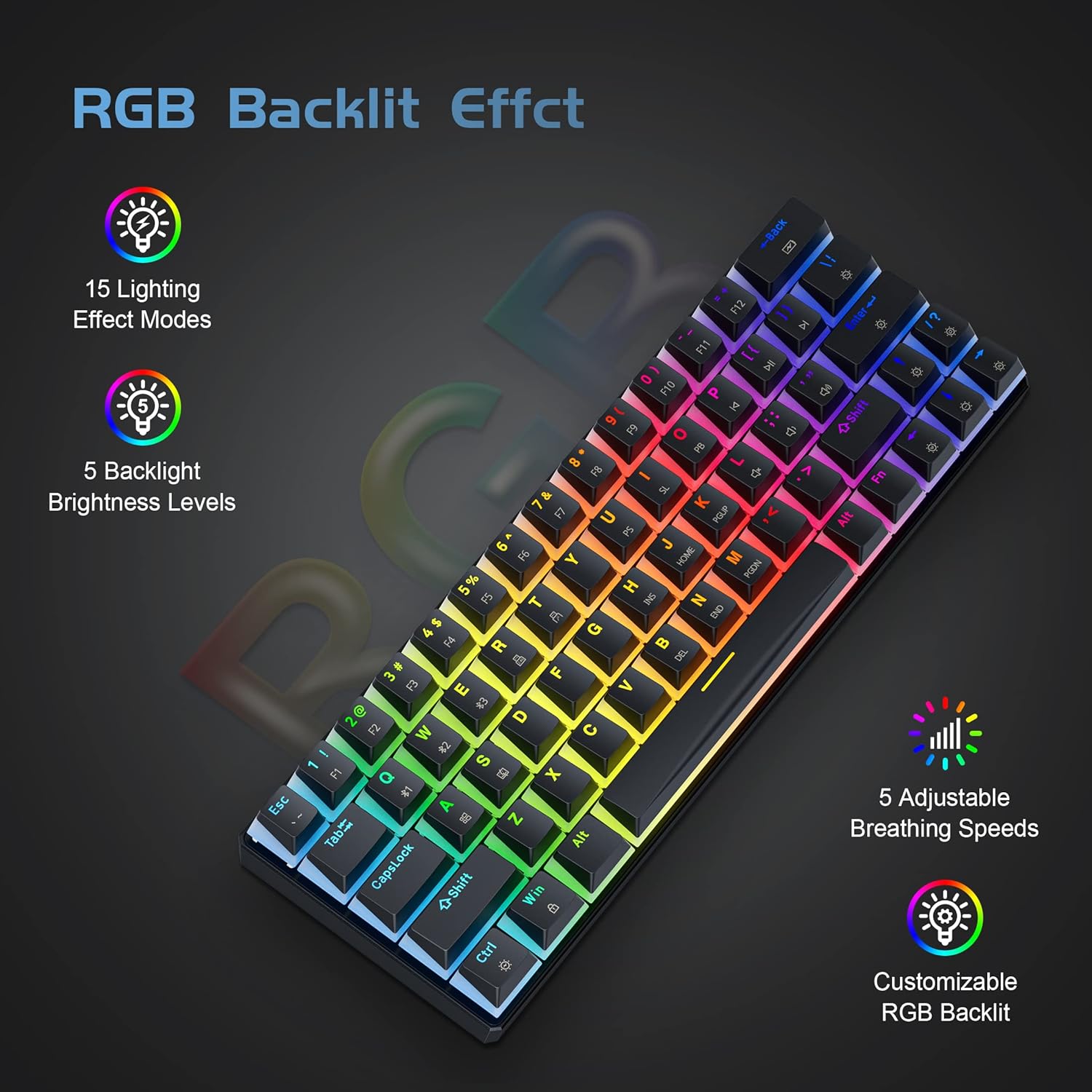 TEZARRE TK-63 Pro RGB WiRELESS MECHANICAL GAMING KEYBOARD Bk