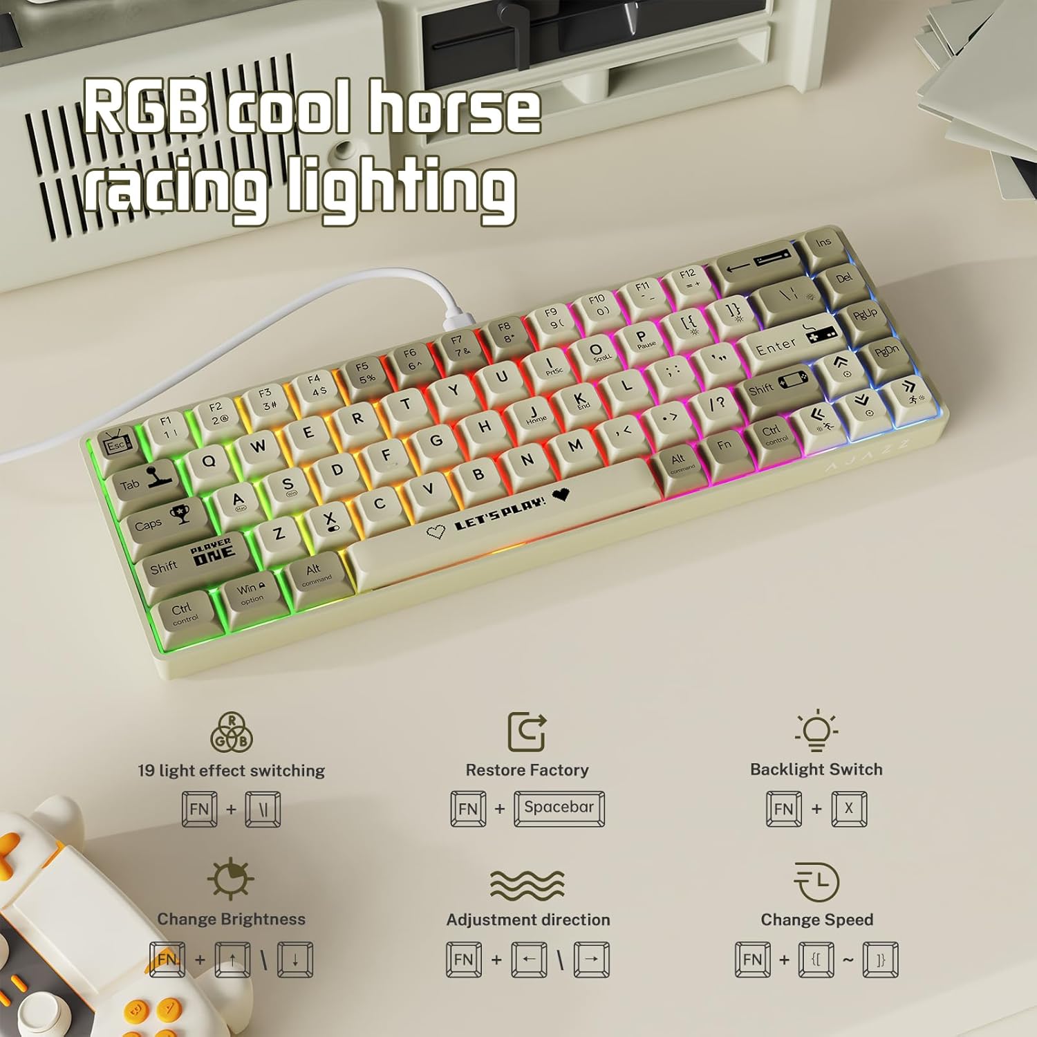 AJAZZ AK680 RGB MECHANiCAL GAMiNG KEYBOARD RED SWiTCH GY-WH