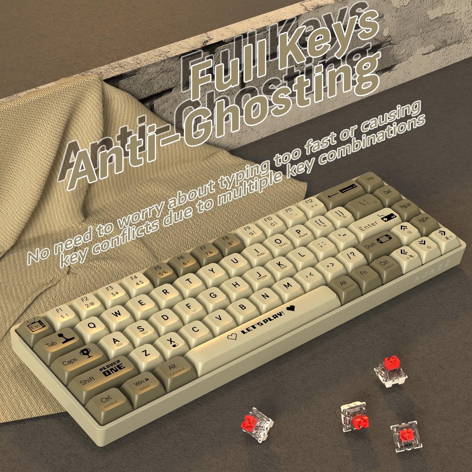 AJAZZ AK680 RGB MECHANiCAL GAMiNG KEYBOARD RED SWiTCH GY-WH