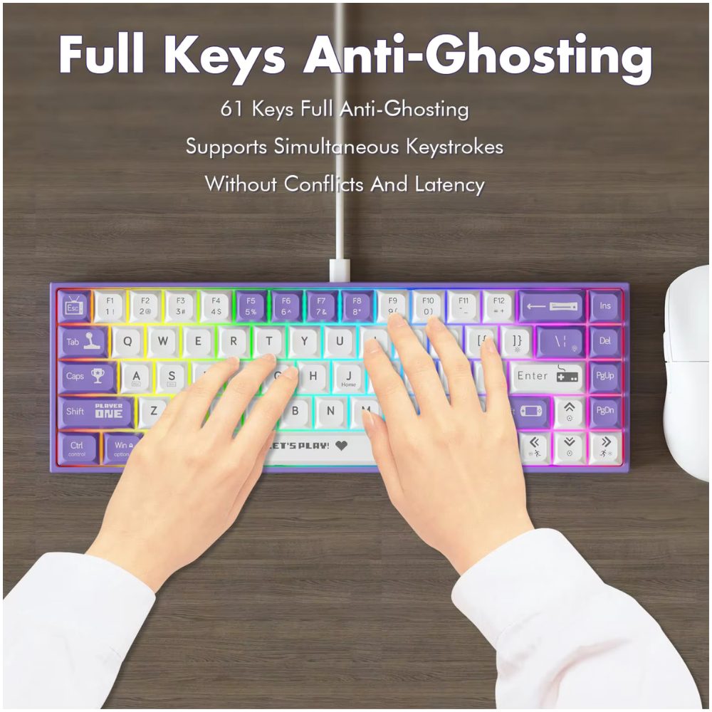 AJAZZ AK680 RGB MECHANiCAL GAMiNG KEYBOARD BLUE SWiTCH PR-WH