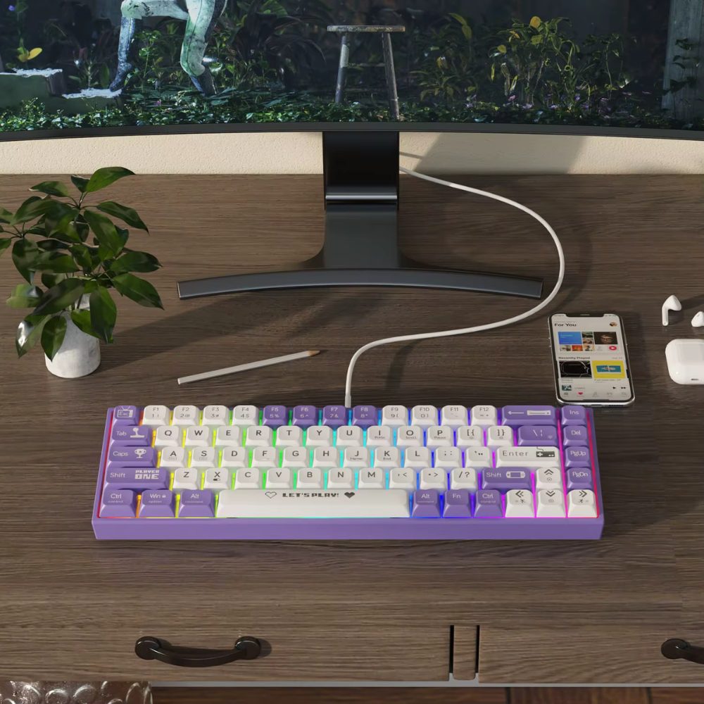 AJAZZ AK680 RGB MECHANiCAL GAMiNG KEYBOARD BLUE SWiTCH PR-WH