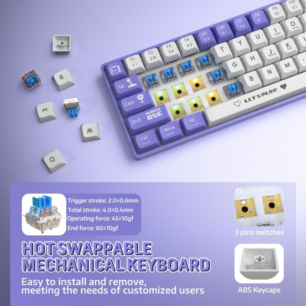 AJAZZ AK680 RGB MECHANiCAL GAMiNG KEYBOARD BLUE SWiTCH PR-WH