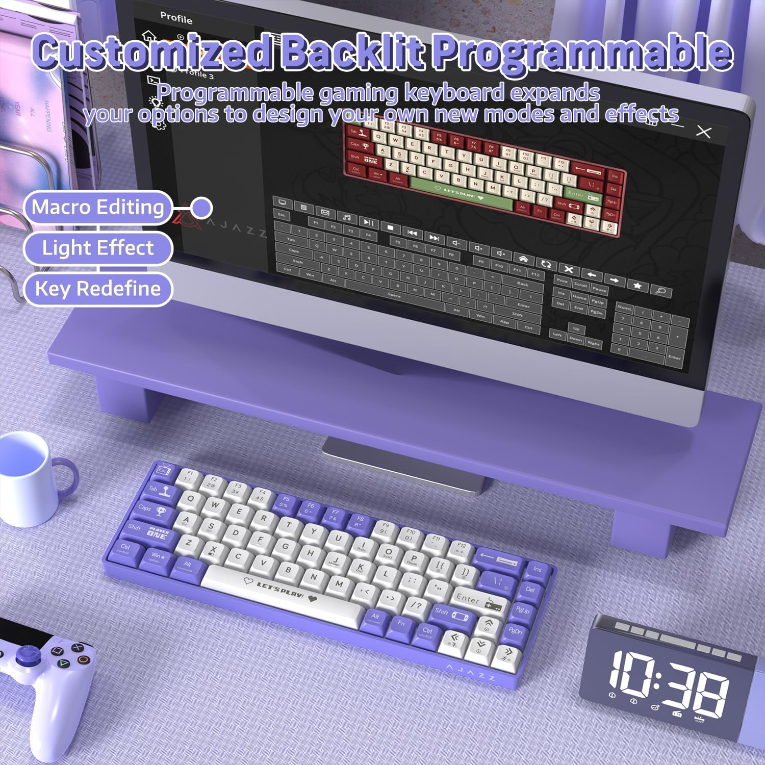 AJAZZ AK680 RGB MECHANiCAL GAMiNG KEYBOARD BLUE SWiTCH PR-WH
