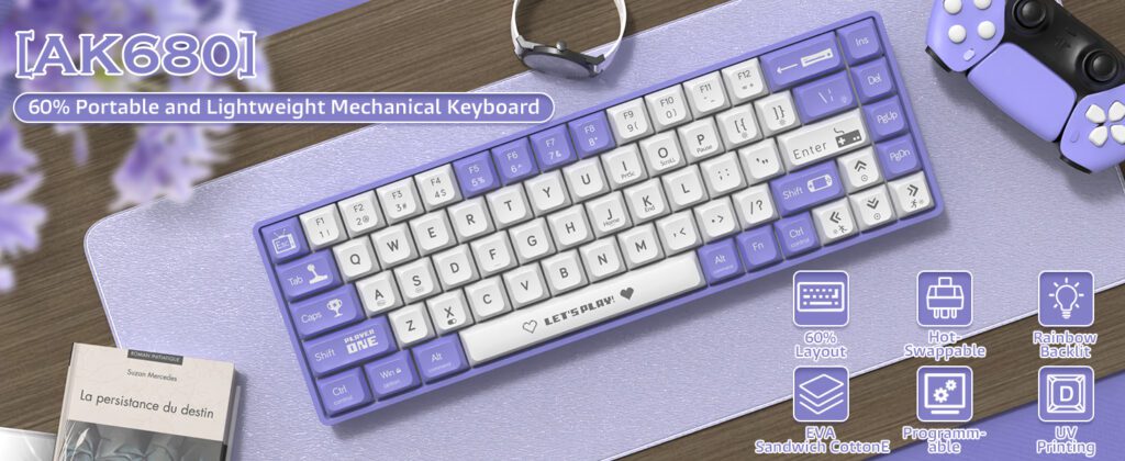 AJAZZ AK680 RGB MECHANiCAL GAMiNG KEYBOARD BLUE SWiTCH PR-WH