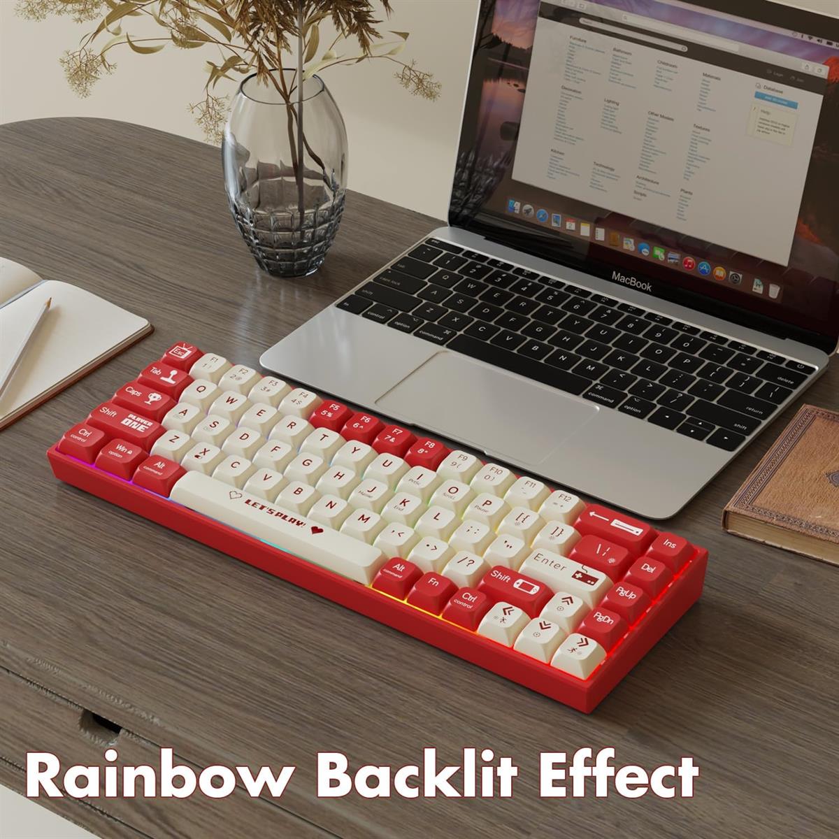 AJAZZ AK680 RGB MECHANiCAL GAMiNG KEYBOARD BLUE SWiTCH RED