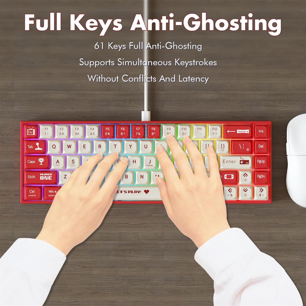 AJAZZ AK680 RGB MECHANiCAL GAMiNG KEYBOARD BLUE SWiTCH RED