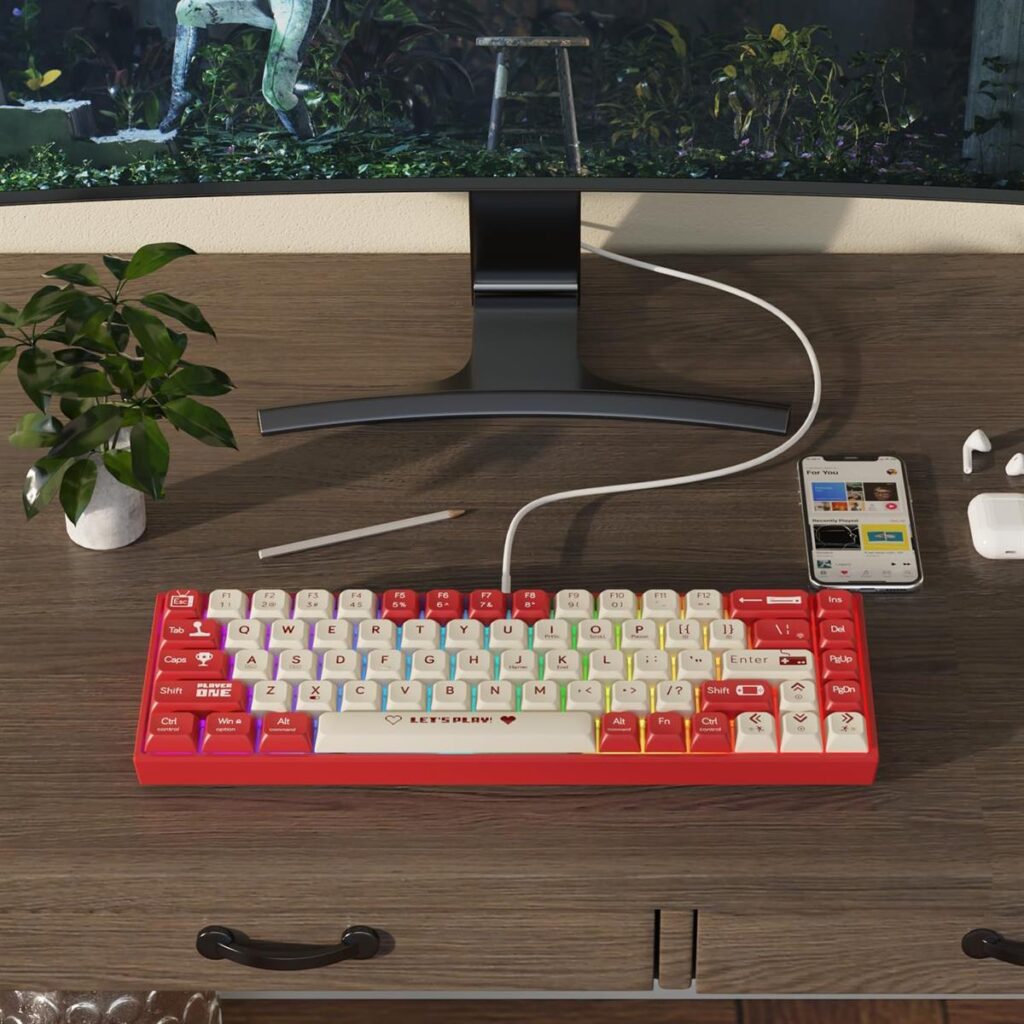AJAZZ AK680 RGB MECHANiCAL GAMiNG KEYBOARD BLUE SWiTCH RED
