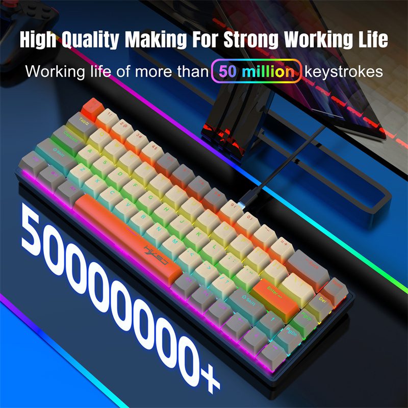 HXSJ K88 RGB MECHANiCAL GAMiNG KEYBOARD WiTH68 BLUE SWiTCH