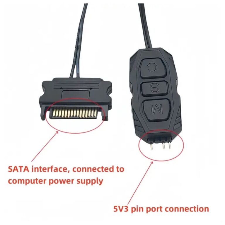 ARGB CONTROLLER 5V 3-Pin to SATA POWER SUPPLY WITH REMOTE