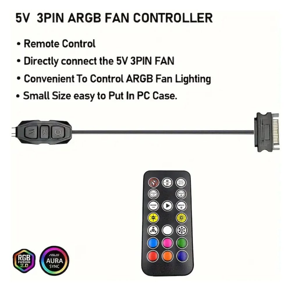 Rgb Controller Pc 5V 3 Pin To SATA ARGB Controller Cable Mini Control ...