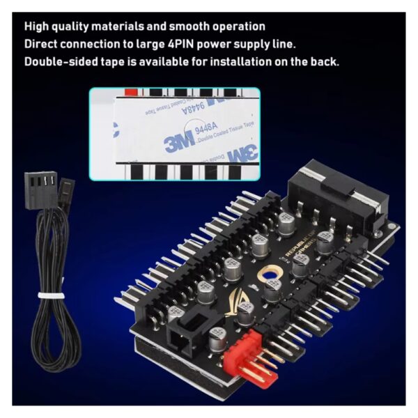 PWM FAN CONTROLLER HUB WiTH SATA POWER SUPPLY 1 to 10 Fans