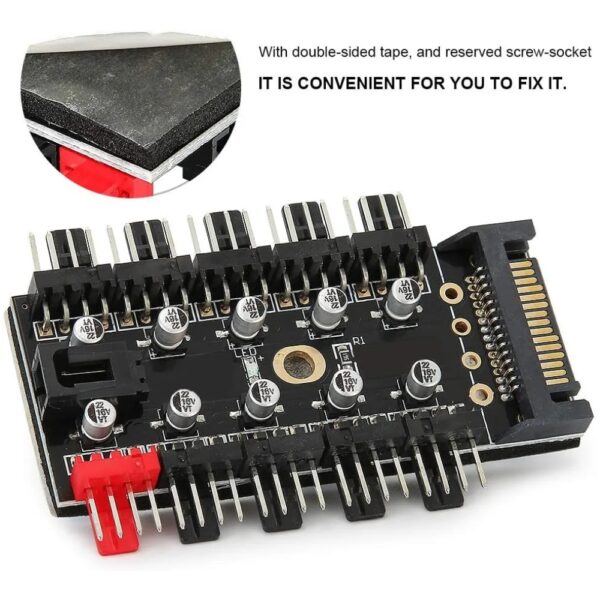 PWM FAN CONTROLLER HUB WiTH SATA POWER SUPPLY 1 to 10 Fans